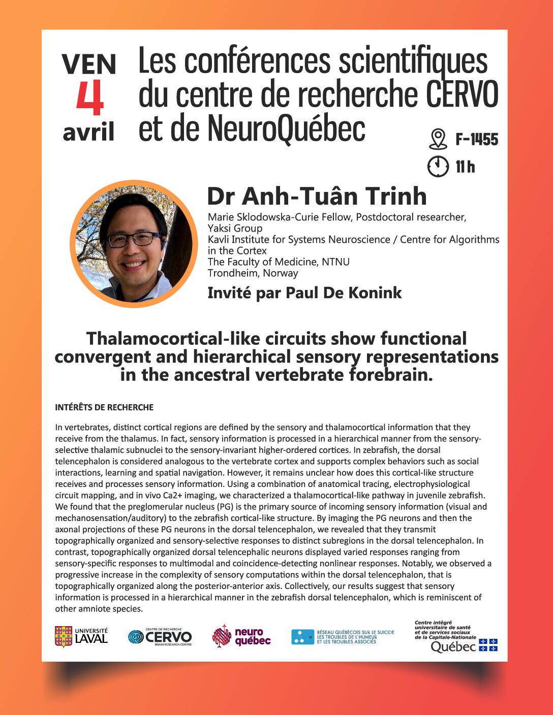 Conférences CERVO: Dr Anh-Tuan Trinh: Thalamocortical-like circuits show functional convergent ...